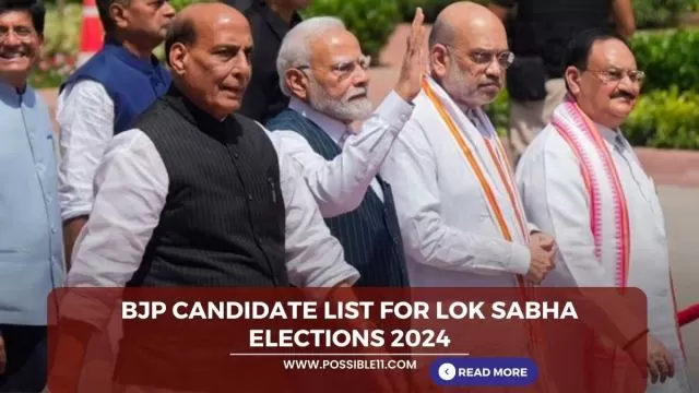 BJP Candidate List for Lok Sabha Elections 2024